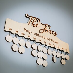 Custom Birthday Calendar, Personalized Wooden Family Calendar, Family ...