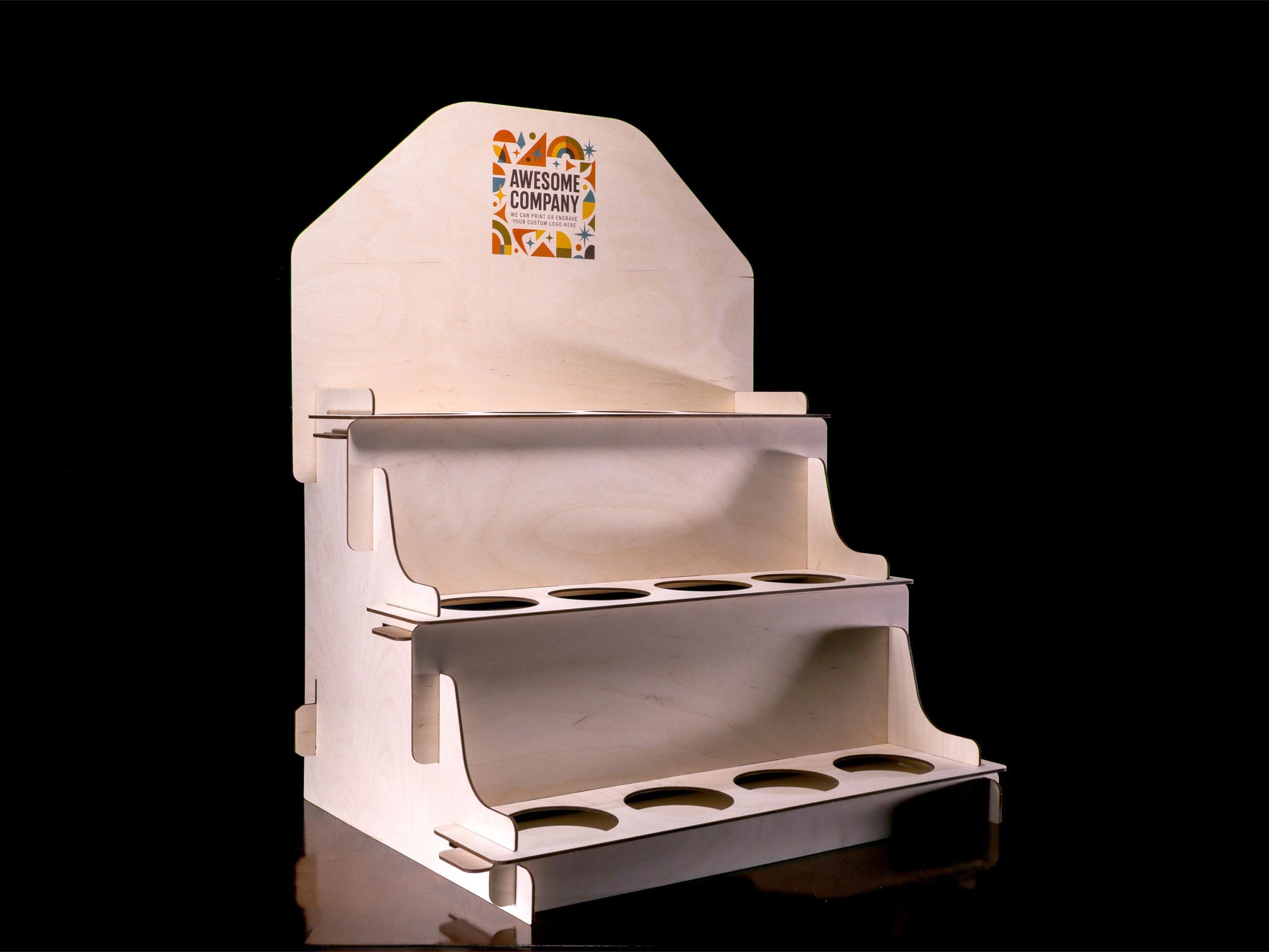 Tumbler Display Stand for Markets & Shops - Tiered Countertop Cup Rack ...
