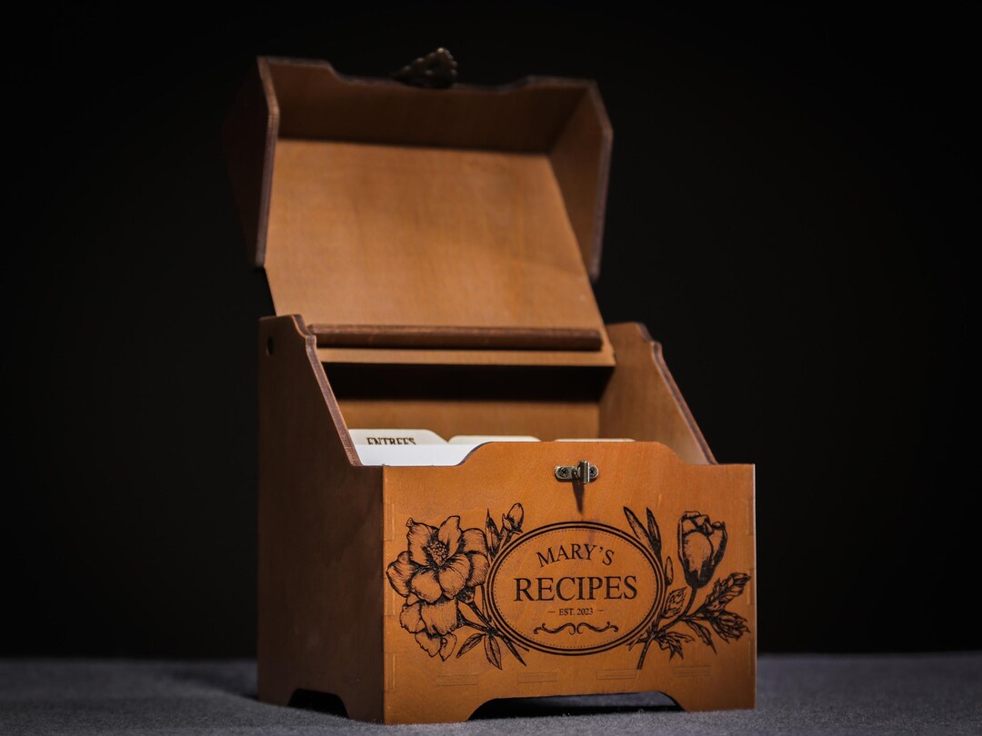 Floral Recipe Box for 4x6 Cards, Custom Family Recipe Box for 5x7 Cards ...