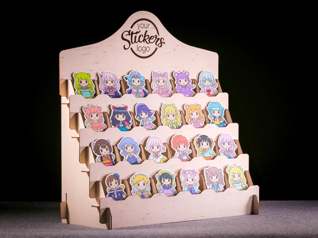Sticker Display Stand, Wooden Sticker Holder, Craft Show Display Shelf ...