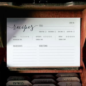 Personalized Recipe Box With Dividers, Custom Recipe Card Box, Wooden ...