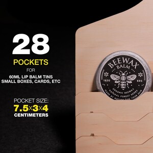 2 Oz Tin Display - Customizable Wooden Lip Balm Stand, Salve Display ...