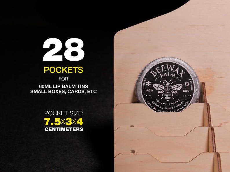 2 Oz Tin Display - Customizable Wooden Lip Balm Stand, Salve Display ...