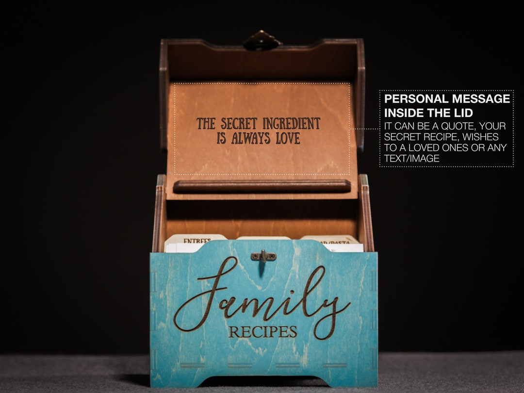 Wooden Recipe Card Box 4x6, Recipe Box Dividers, Large Recipe Box ...