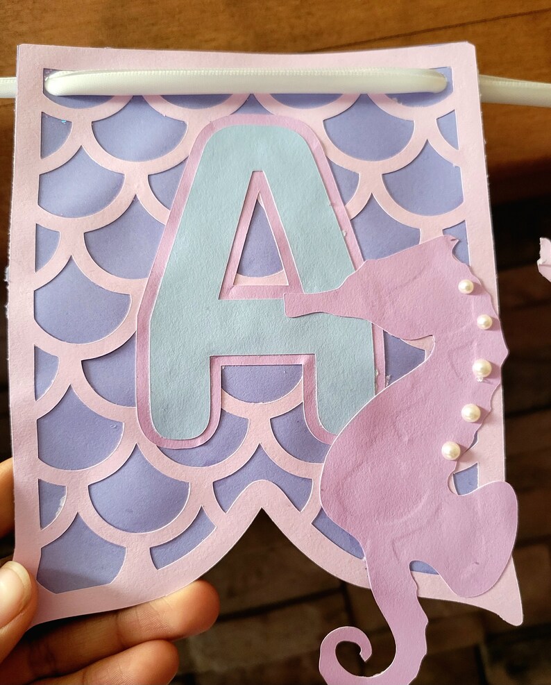 Mermaid Paper Banner SVG File, Mermaid Happy Birthday, Party ...