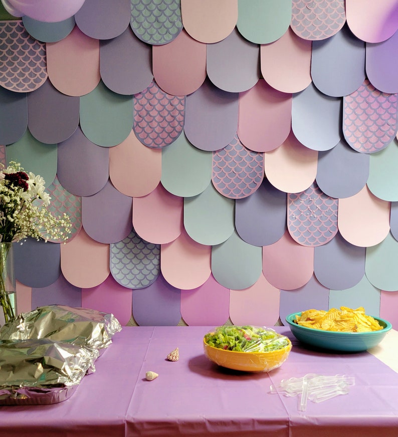 Paper Mermaid Tail Wall Backdrop Decoration, Little Mermaid Birthday ...