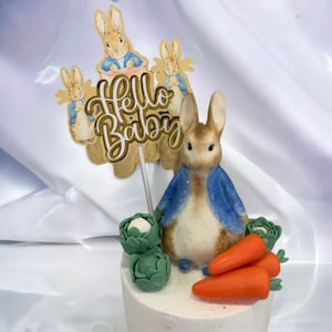 Peter Rabbit Card Topper Cake Decoration for Christenings, Baby Showers ...