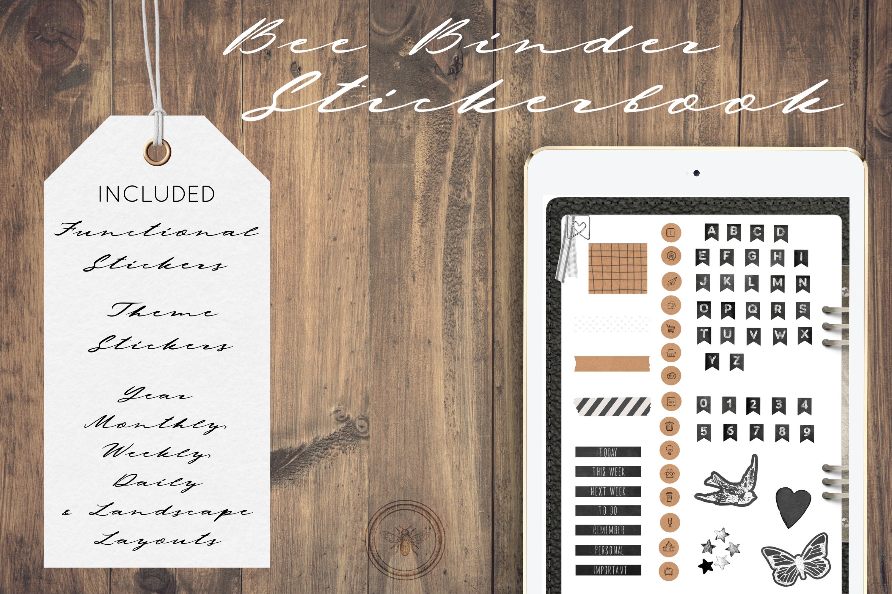 Bee Binder Back to Black Digital Organiser Digital | Etsy