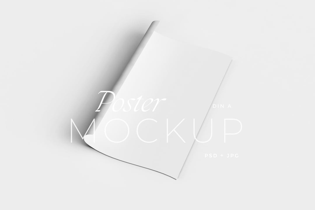 A4 Rolled Poster Mockup, Flat Lay Print Paper Mockup, PSD Template ...