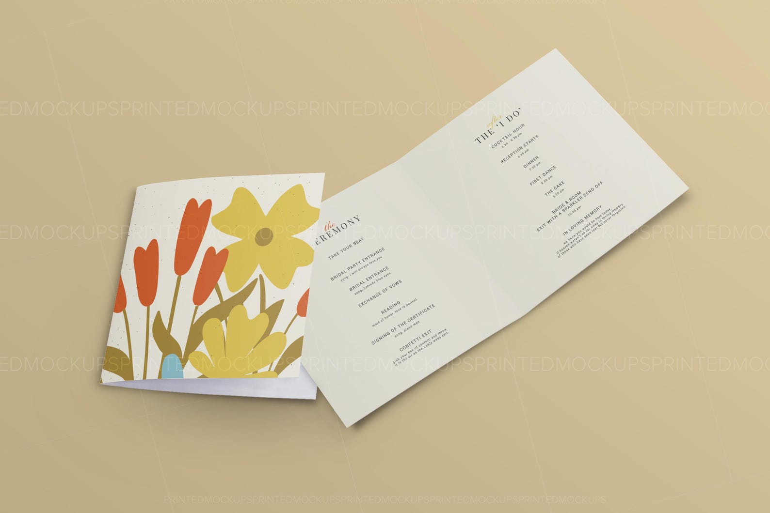 Square Fold Card Mockup Set, Bifold Invitation, Stationery Mockup PSD ...