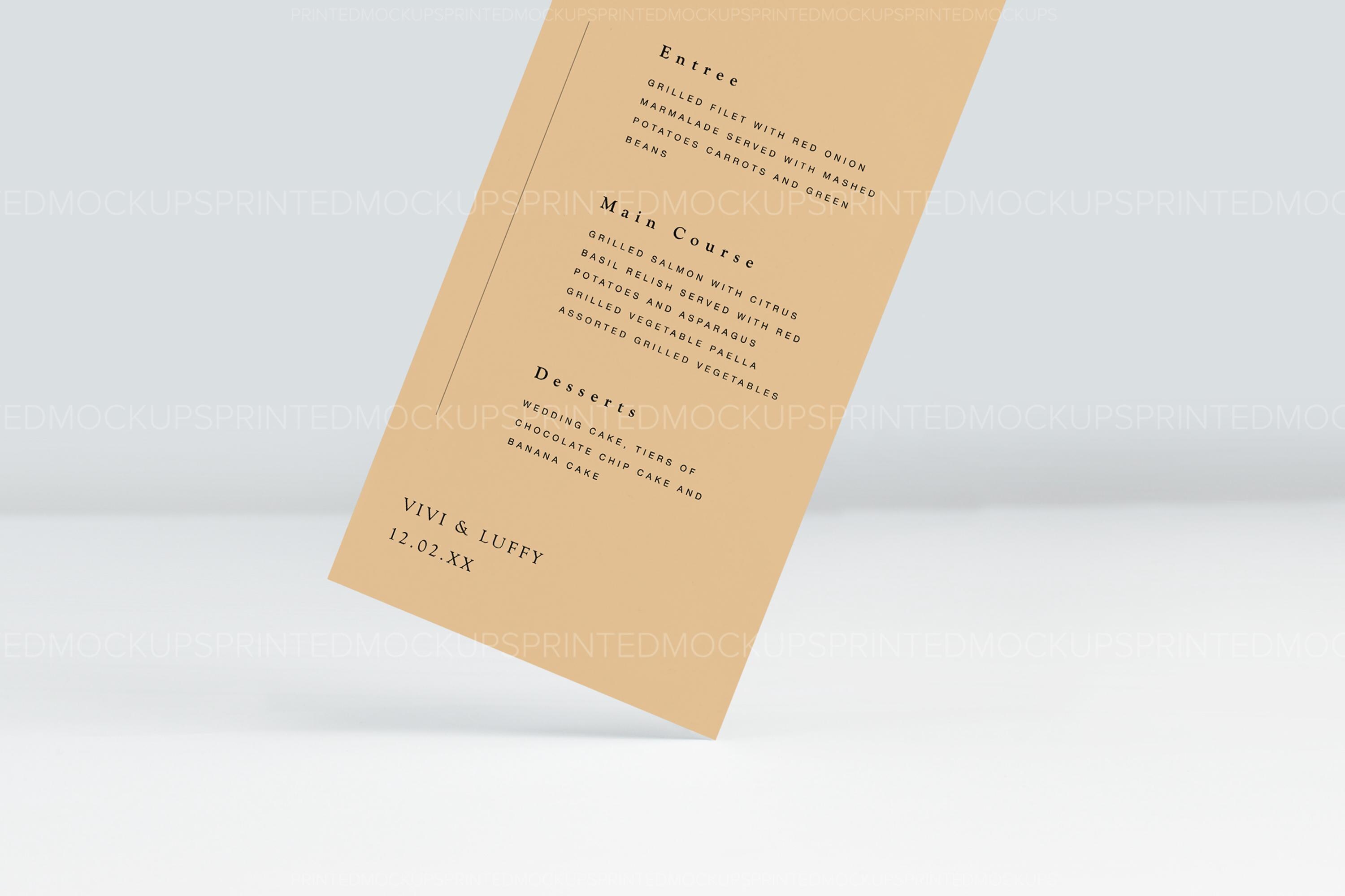 Blank Menu Card Mockup, Hand Mockup, Printed Menu Card for Wedding ...