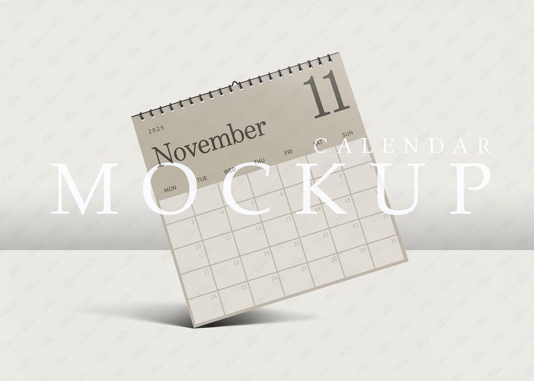 Square Calendar Mockup, Black Spiral Calendar Mock Up, Desk Calendar ...