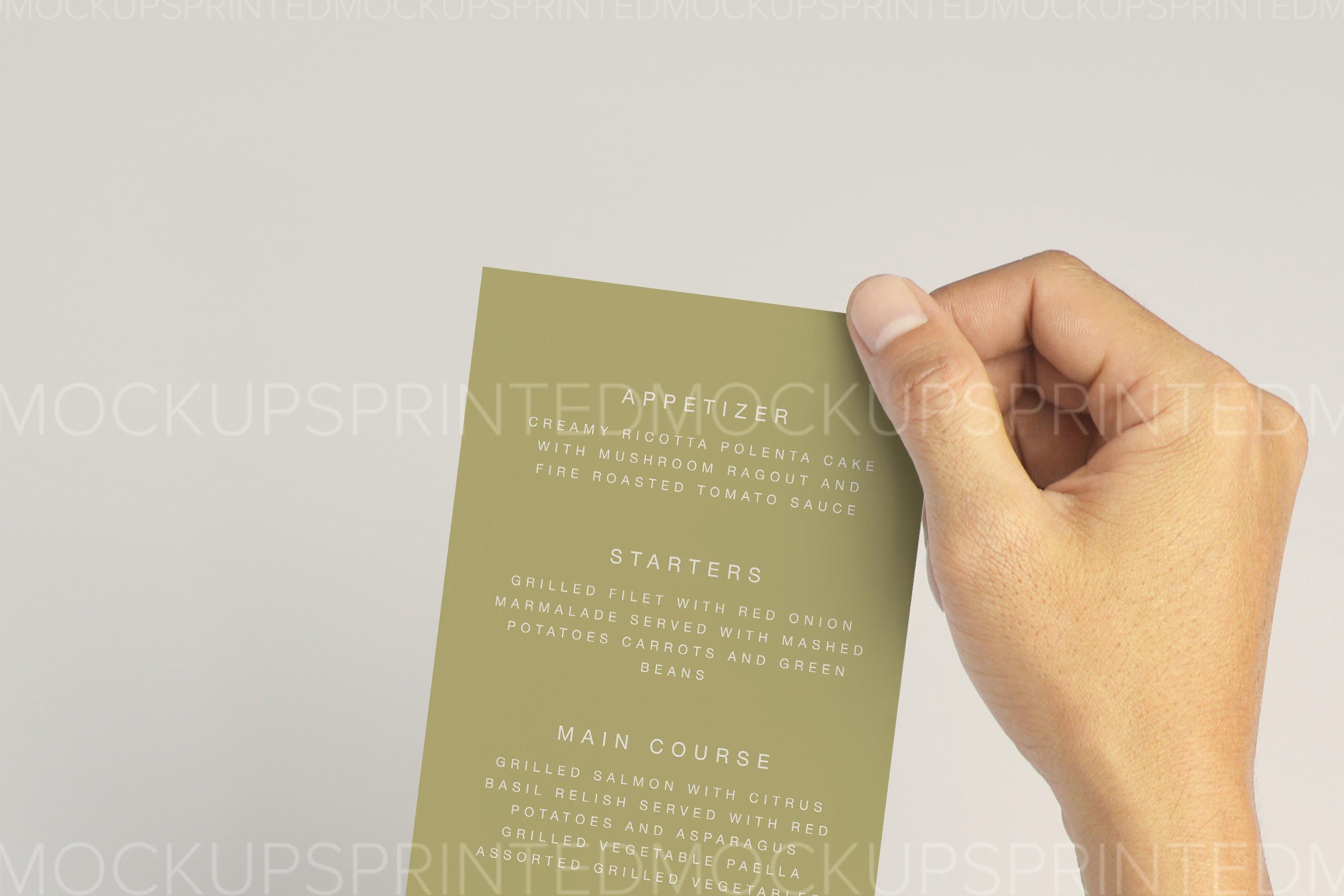 4x9 Menu Card Mockup, Hand Holding Mockup (PSD, JPEG) - Etsy