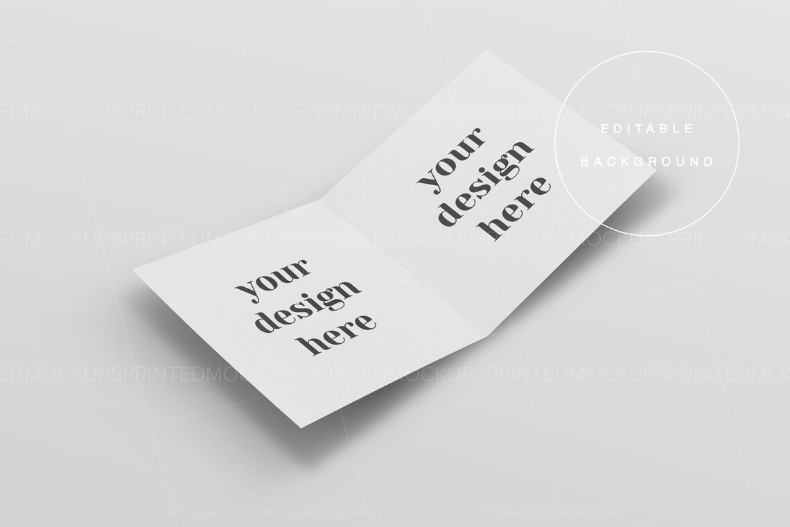 Square Folded Card Mockup, White Paper, Wedding Program Booklet (PSD ...