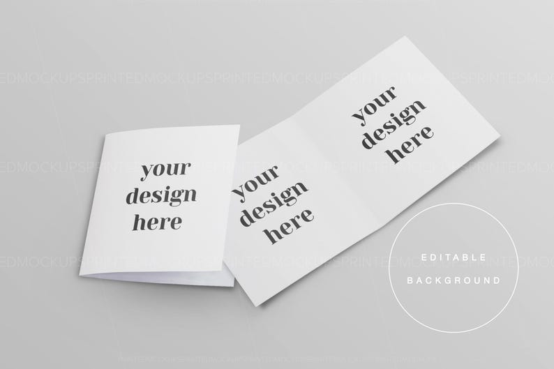 Square Fold Card Mockup Set, Bifold Invitation, Stationery Mockup PSD ...