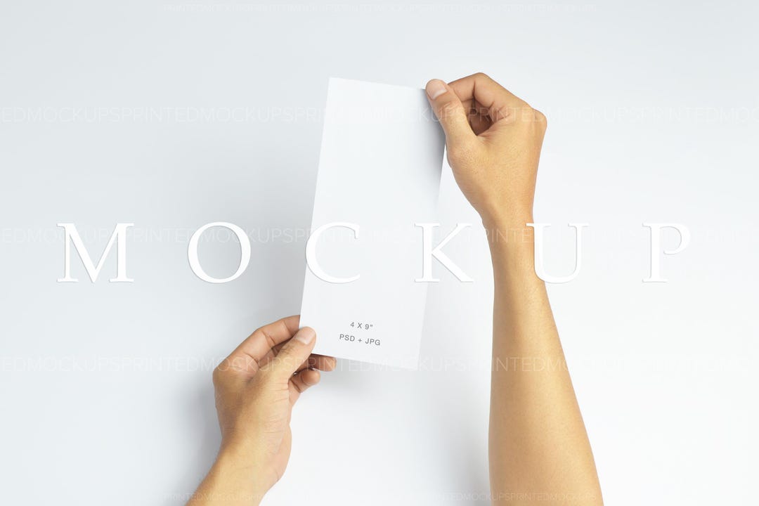 Menu Mockup With Hand, 4x9 Menu Card Mockup, Hand Holding Menu Mockup ...