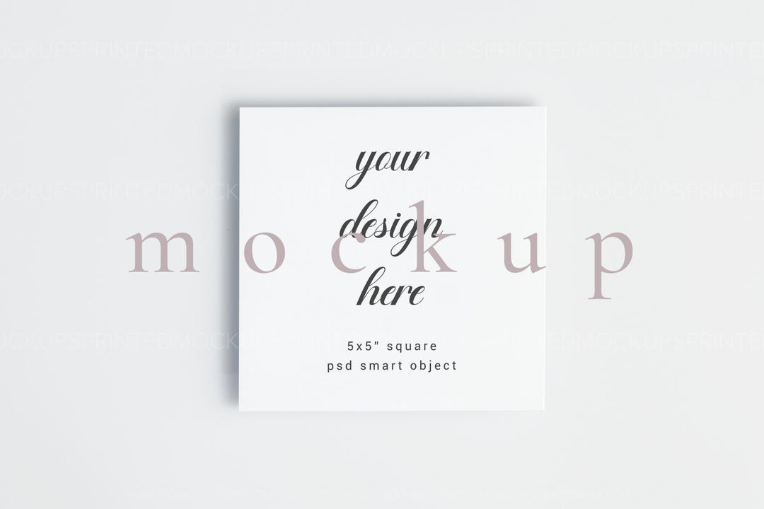 5x5 Square Card Mockup, Modern Square Mockup Simple White, Blank Card ...