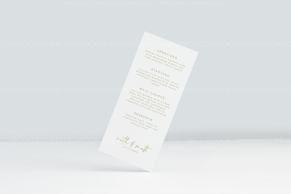 Holiday Dinner Menu Mockup, Menu Card, 4x9 Mock Up, Stationery Mockup ...