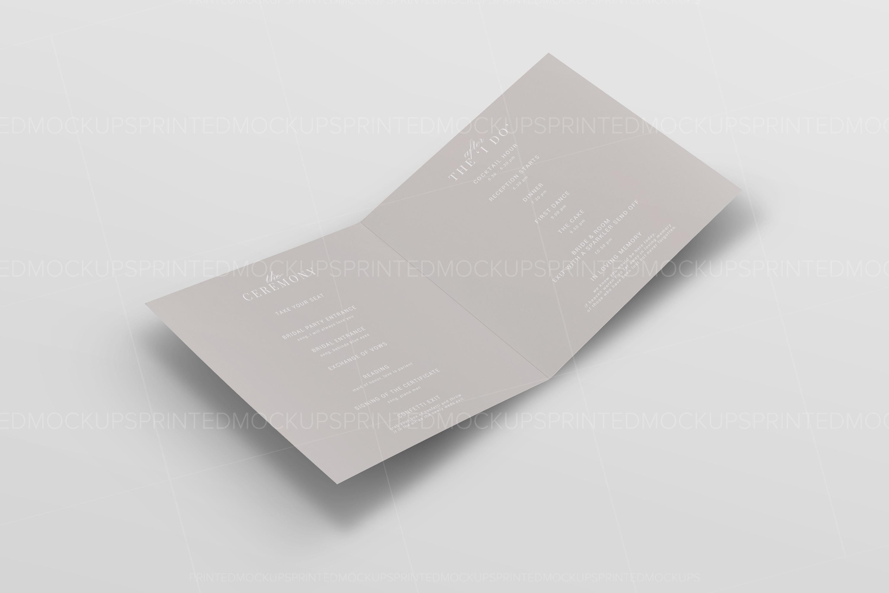 Square Folded Card Mockup, White Paper, Wedding Program Booklet (PSD ...