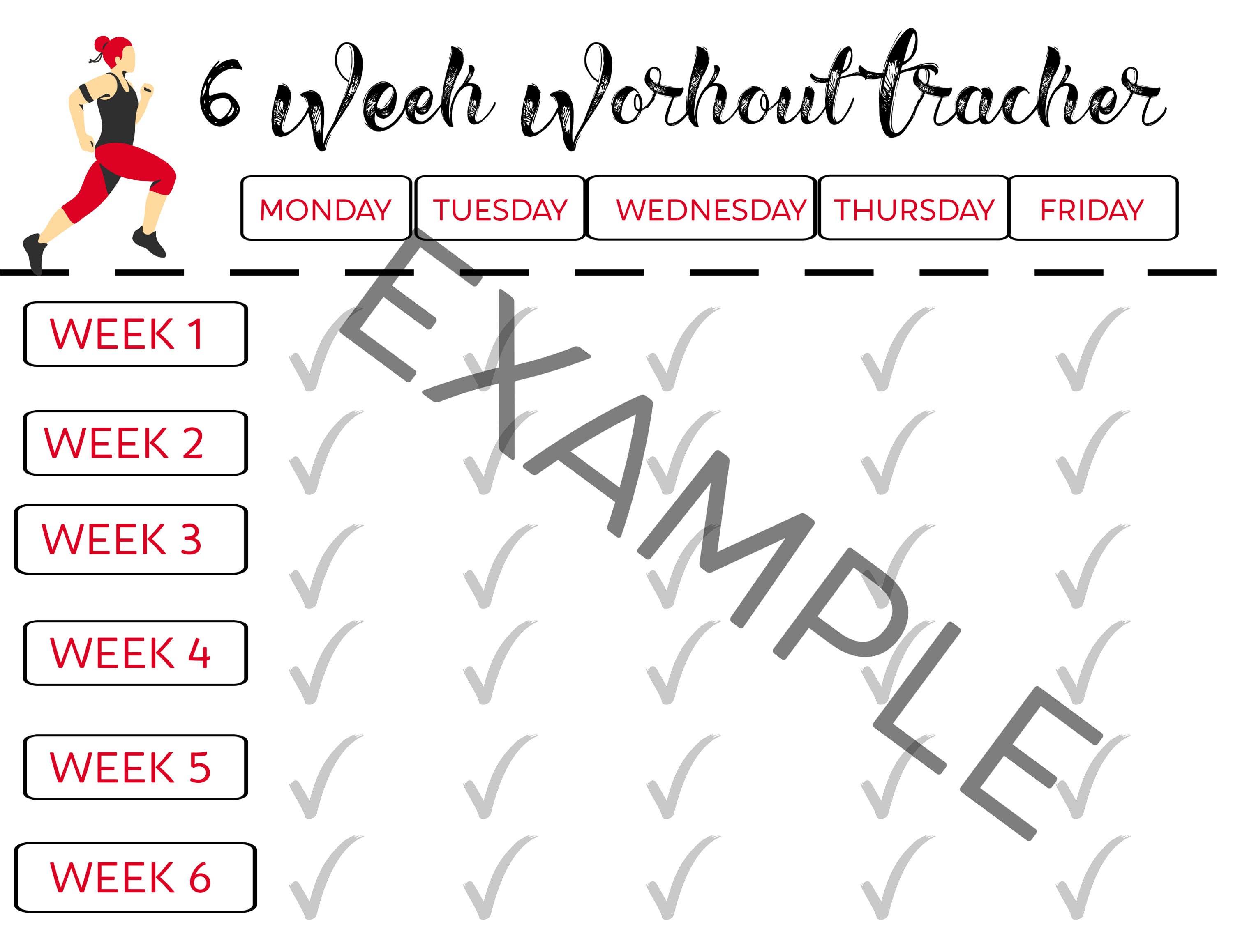6 Week Workout Tracker Digital Download - Etsy