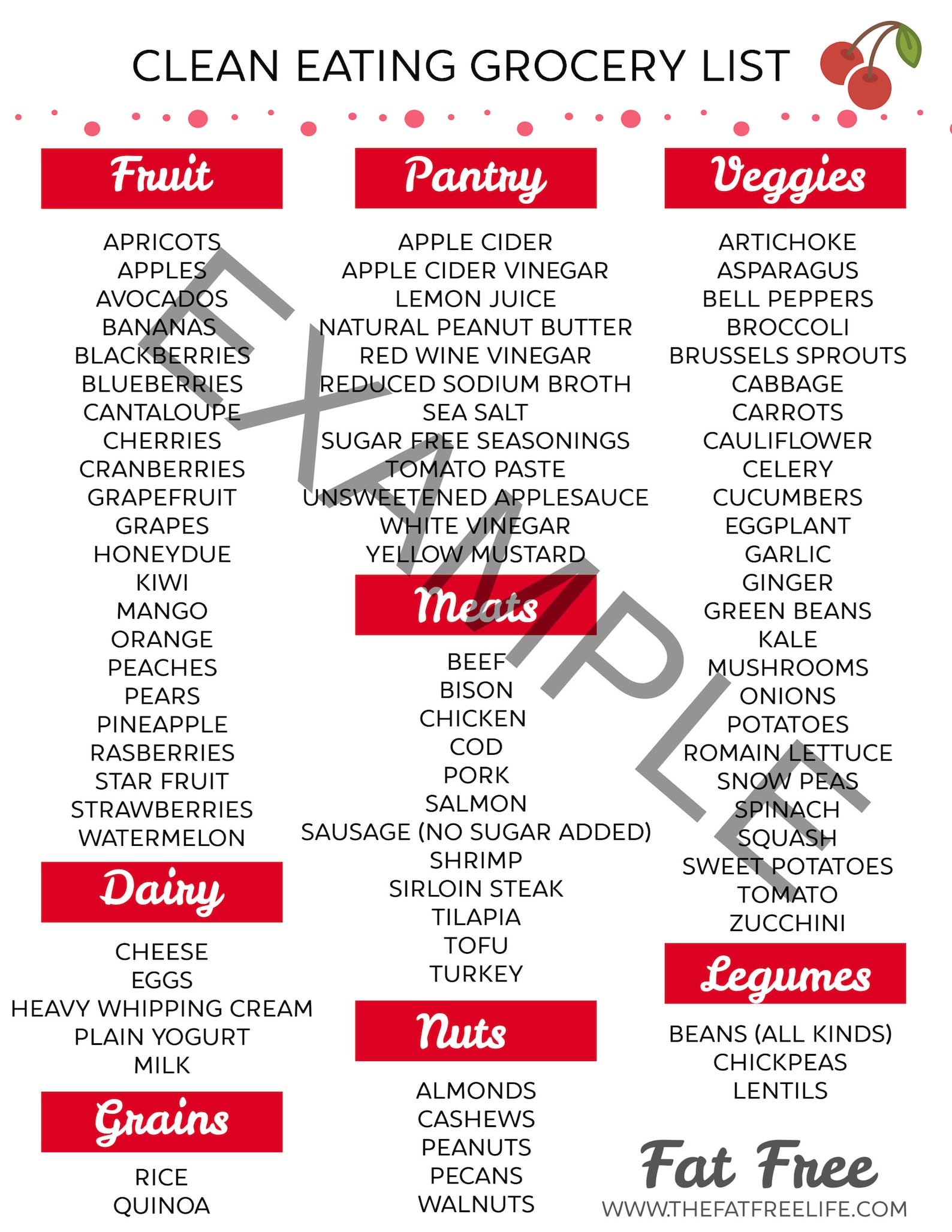 Clean Eating Grocery List Digital Download - Etsy