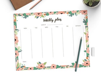 Printable weekly planner | Etsy