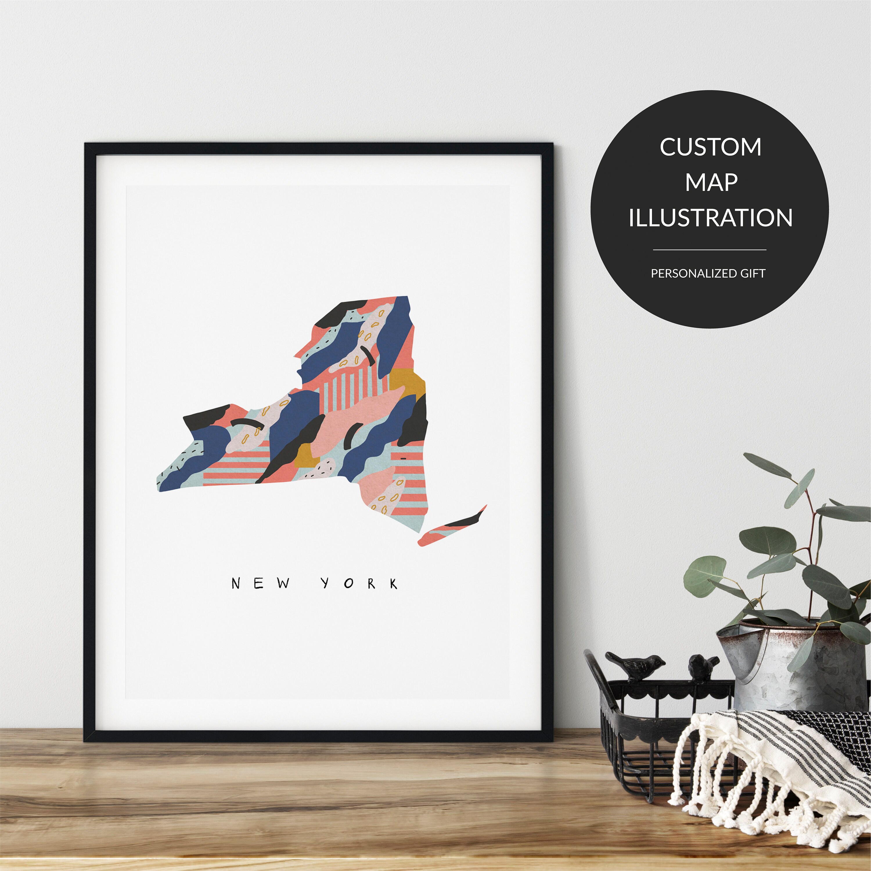 Custom Map Illustration Personalized Map Poster Personalized | Etsy