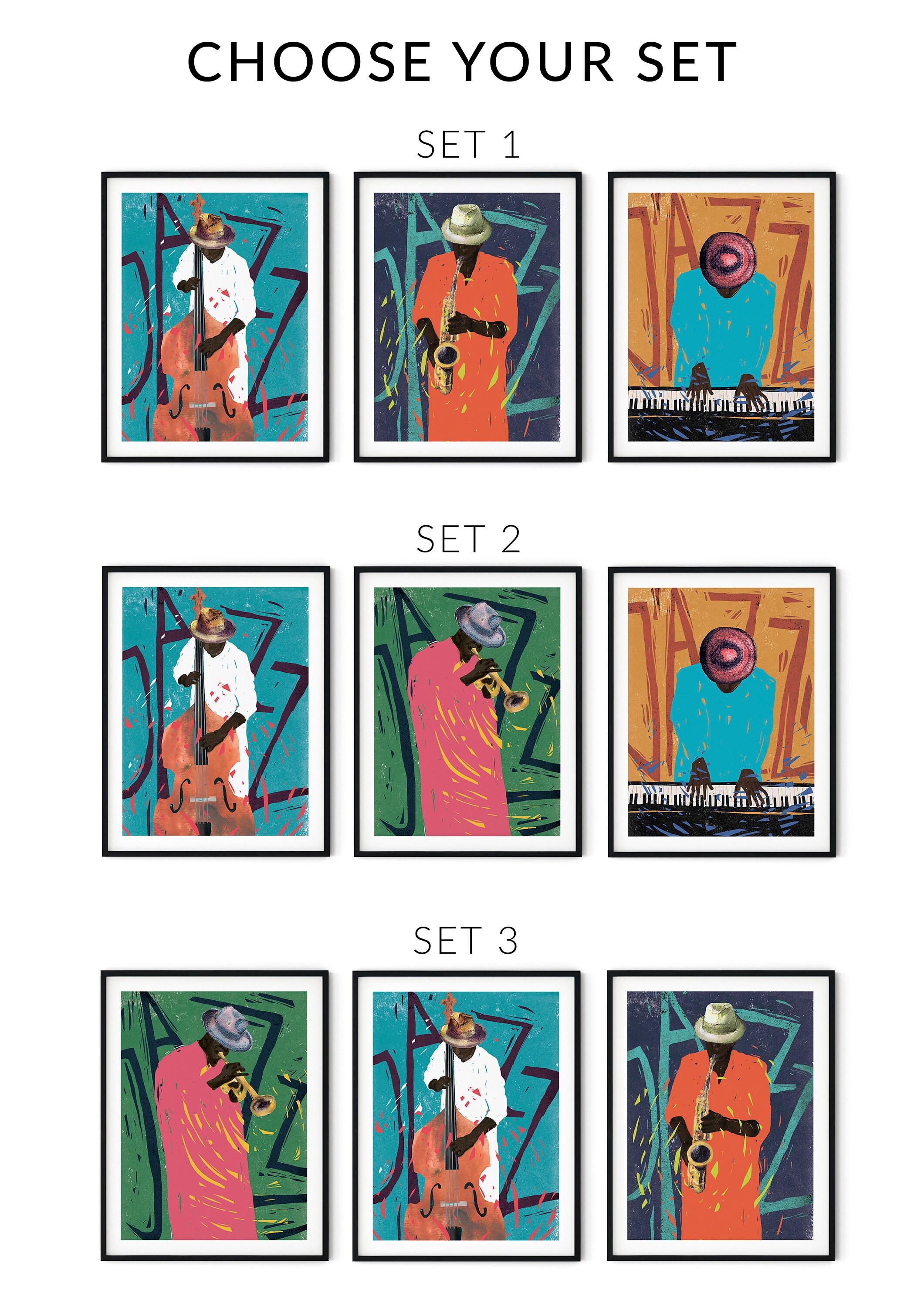Set of 3 Music PostersJazz Prints Set Print SetMusic | Etsy