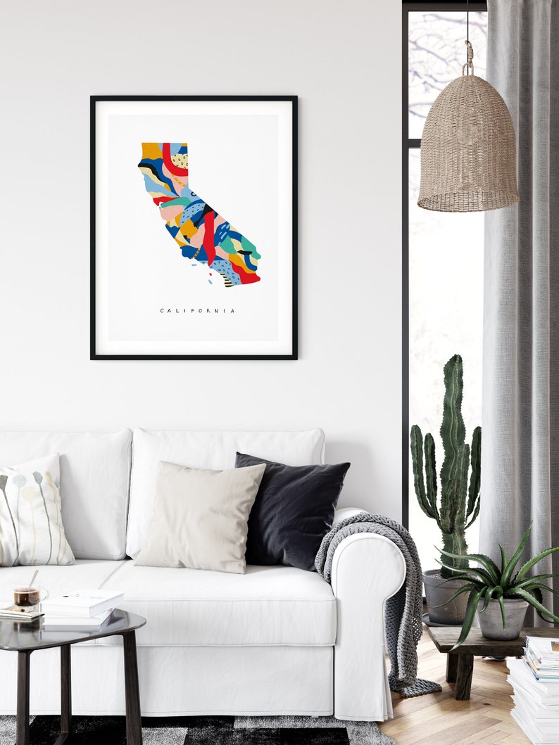 California State Map California Print United States Map Art - Etsy