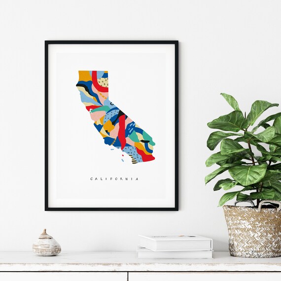 California State Map California Print United States Map Art | Etsy