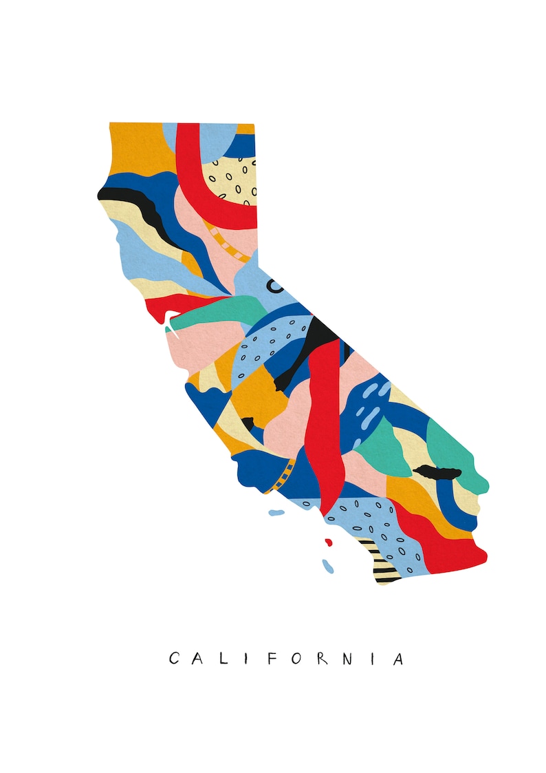 California State Map California Print United States Map Art - Etsy