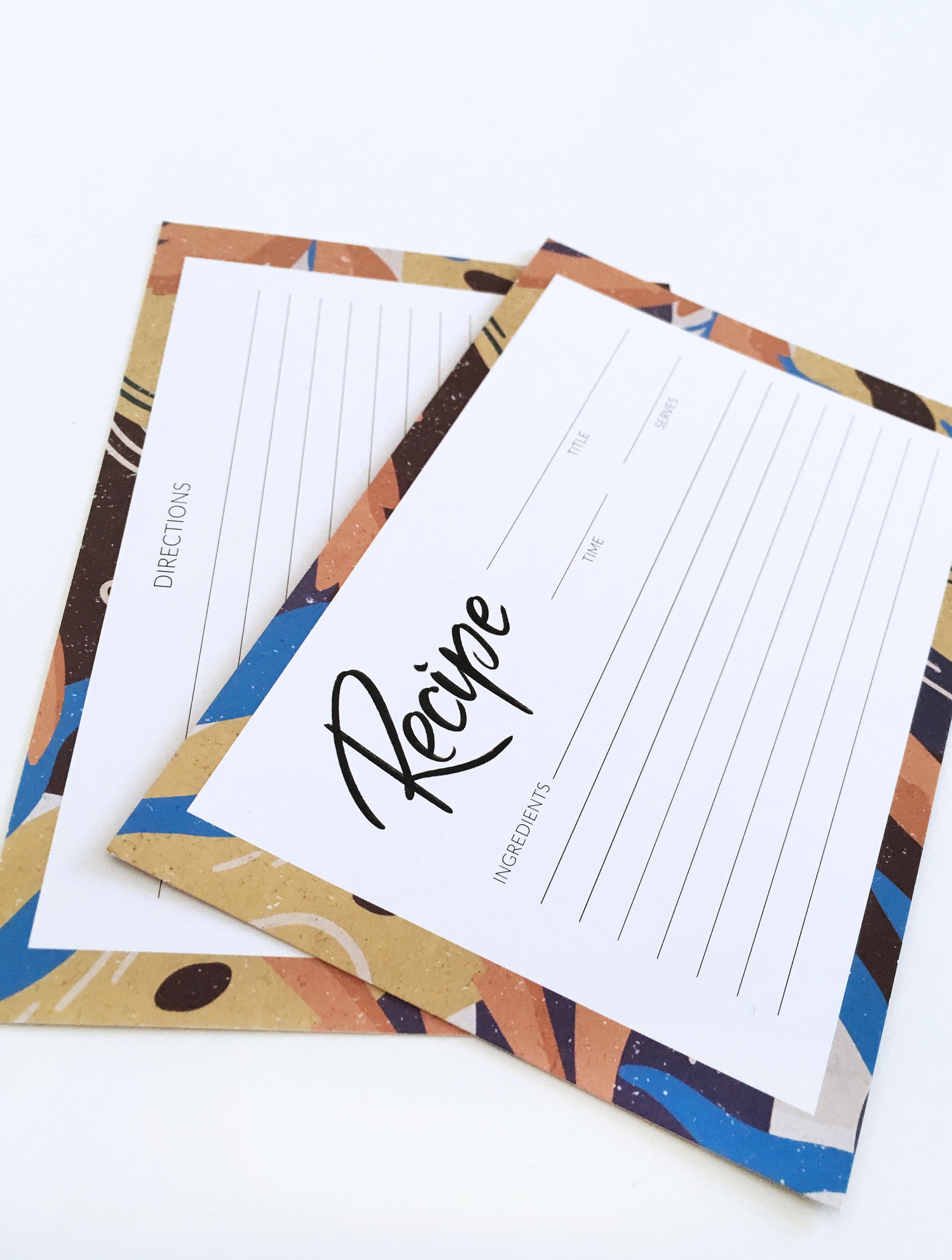 Recipe Cards With Abstract Frame Kitchen Cards for Recipe - Etsy