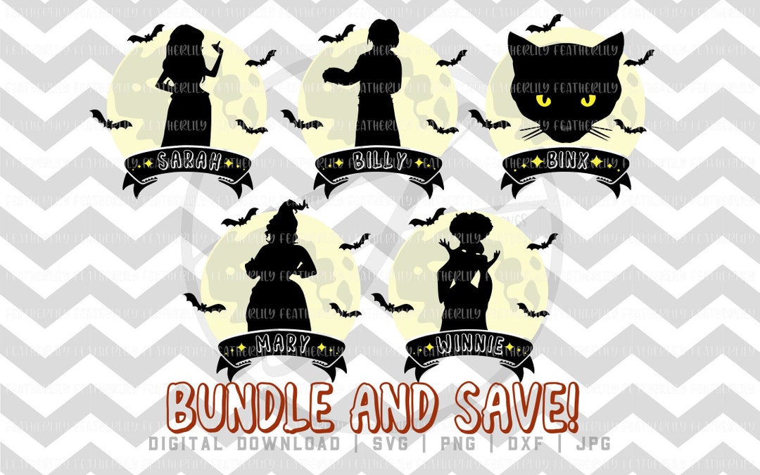 Hocus Pocus Bundle Winnie Sarah Mary Billy Binx Halloween SVG PNG ...