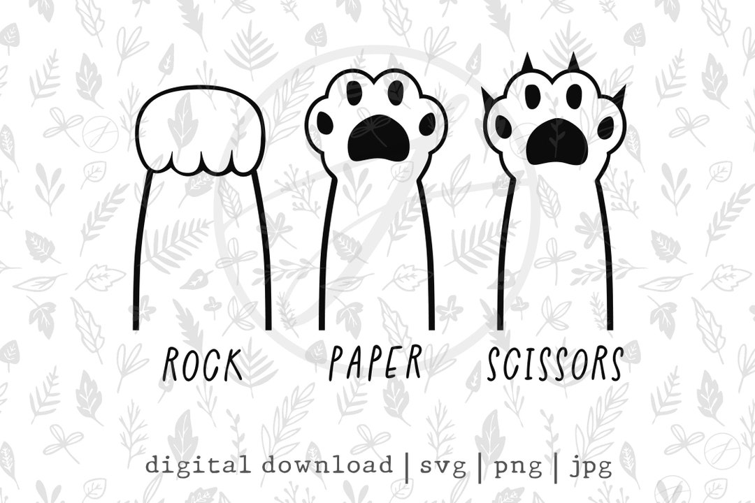 Rock, Paper, Scissors Cute Cat Paw Toe Beans SVG PNG Digital Download ...