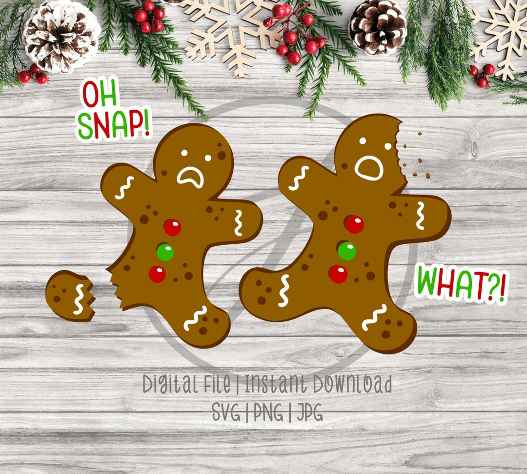 Oh Snap Gingerbread Man Funny Christmas Holiday Set Broken Leg Bite ...