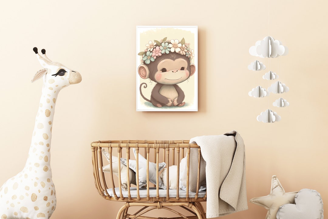 Printable Poster, Print Your Own Poster, Boho Monkey, Nursery Poster ...