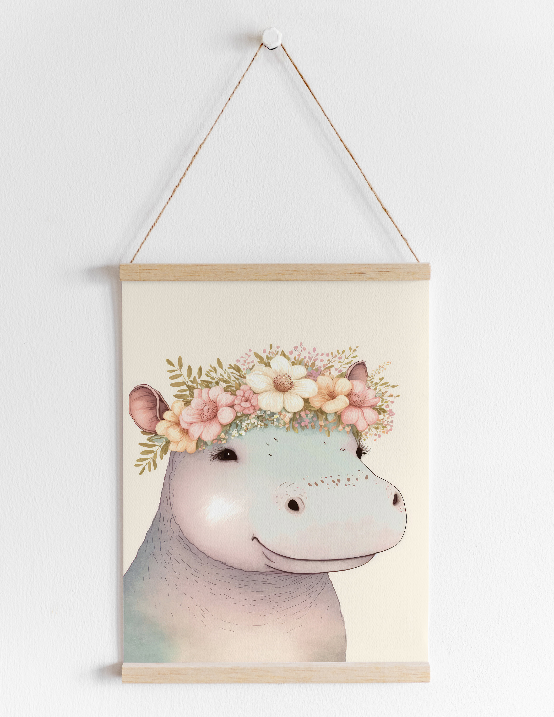 Printable Poster, Print Your Own Poster, Boho Hippo, Nursery Poster ...