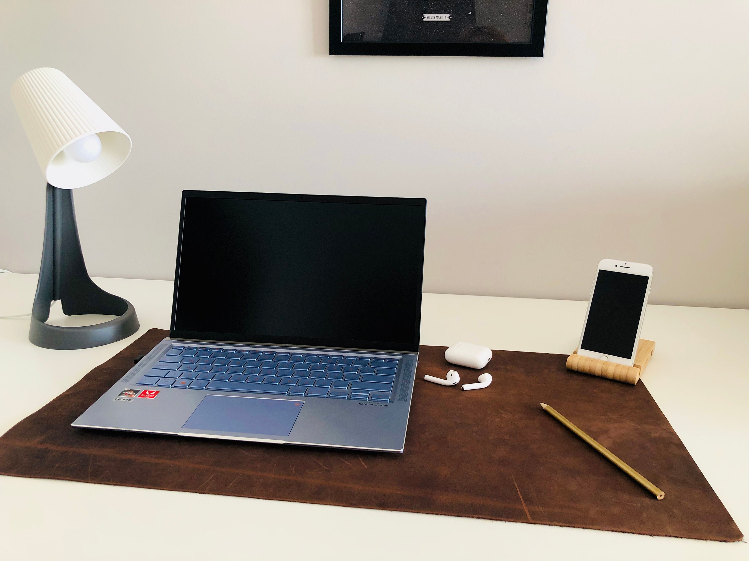 Personalized Genuine Leather Desk Mat Desk Blotter Desk - Etsy