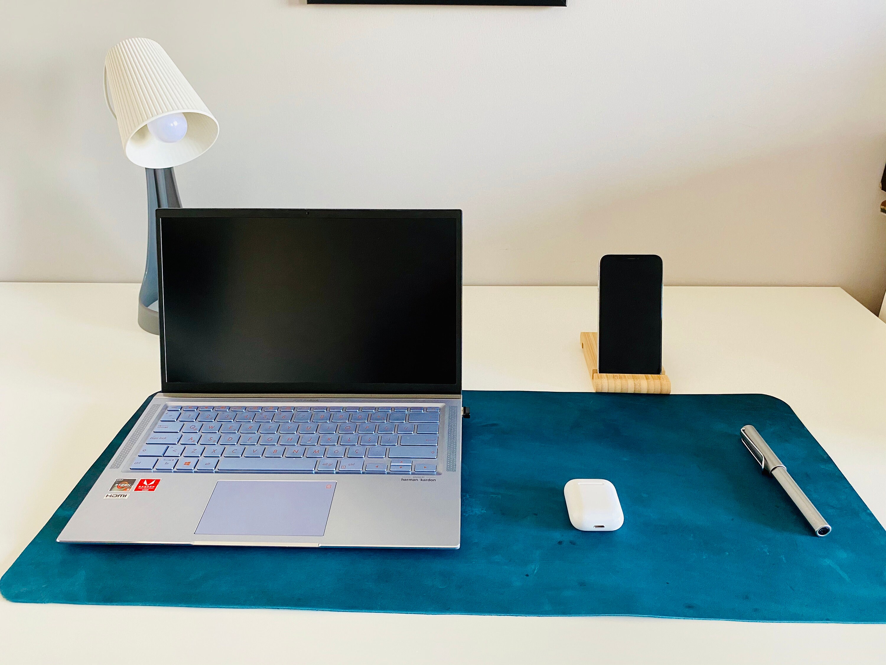Personalized Genuine Leather Ocean Blue Desk Mat - Etsy