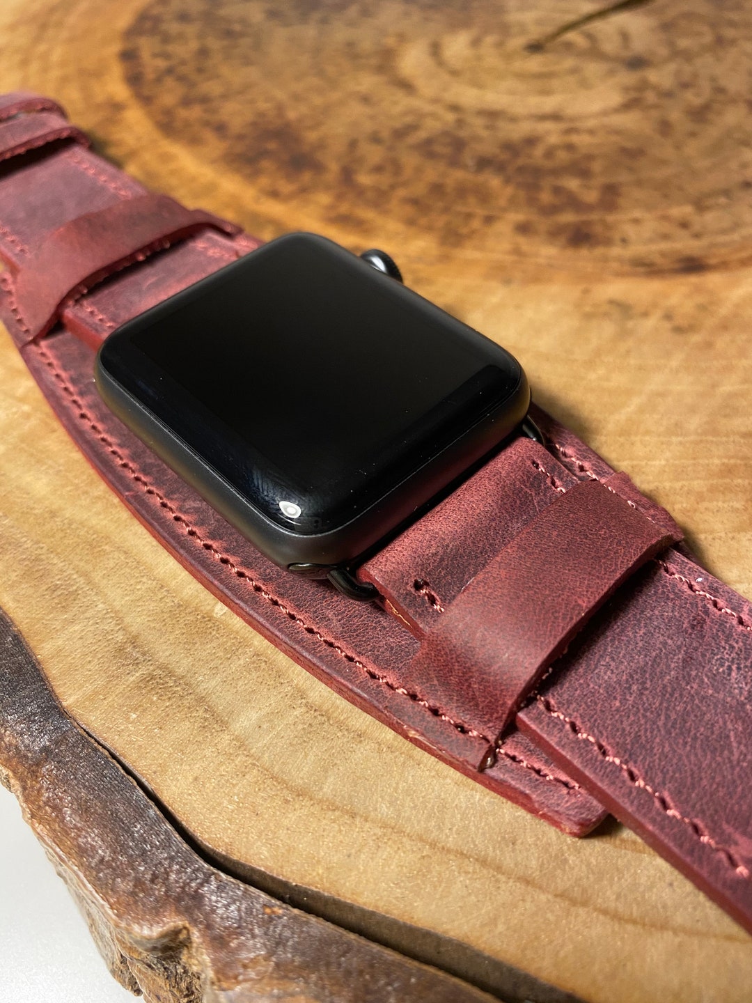 Genuine Leather Apple Watch Cuff Band - Etsy
