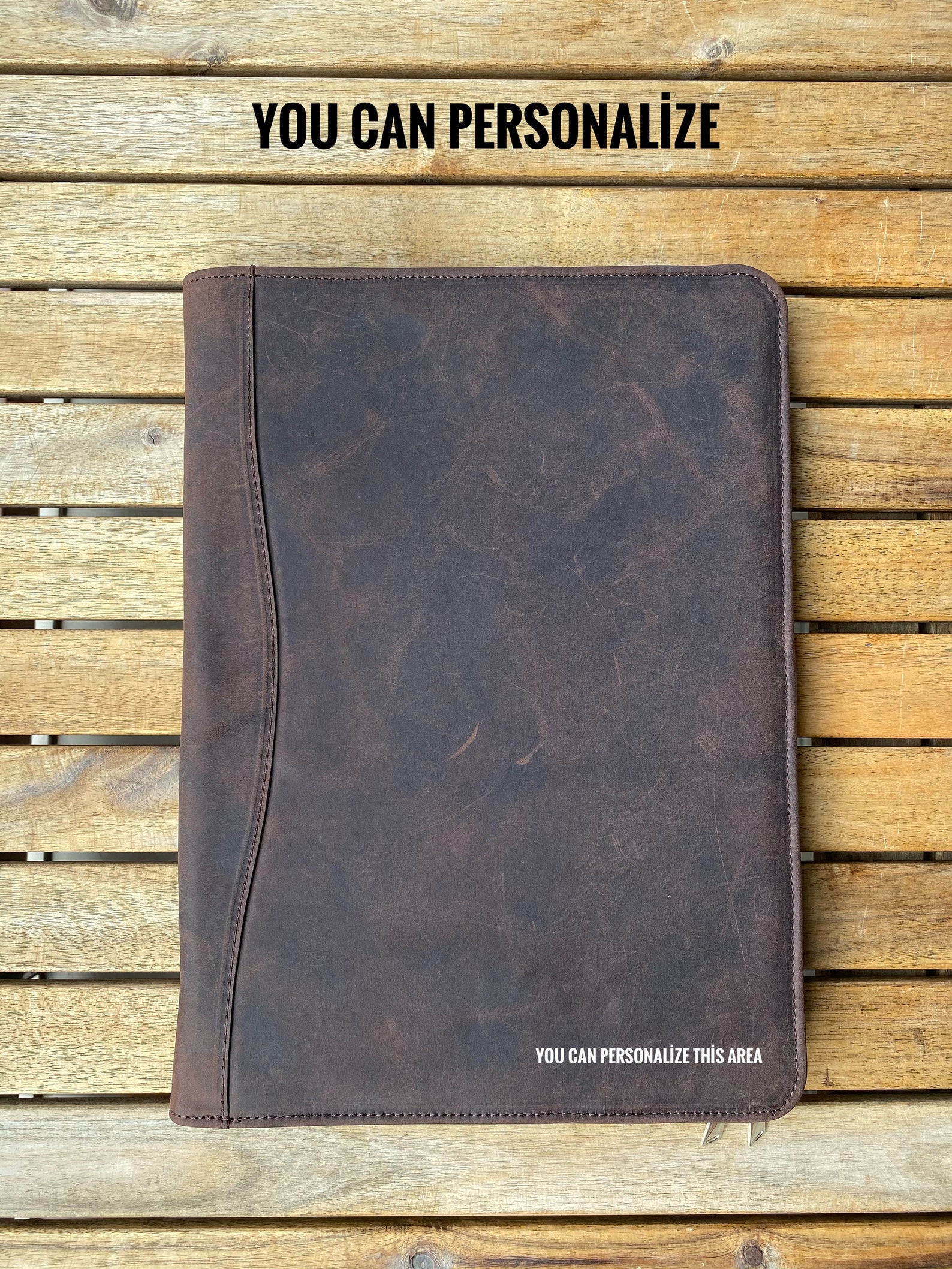 Genuine Leather, Personalized Zippered Organizer, Laptop Case ( 14 Inch ...