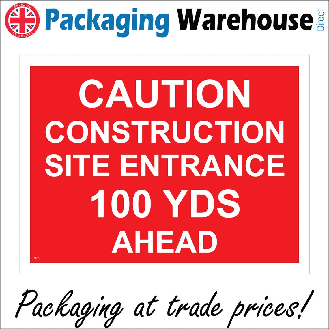 CS396-BL Caution Construction Site Entrance Ahead 100 YDS Sign - Etsy UK