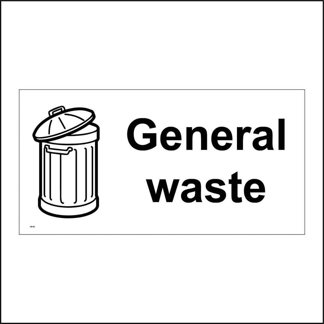 GE165-SL General Waste Sign Rubbish Bin Tip Garage Can Trash Compost ...