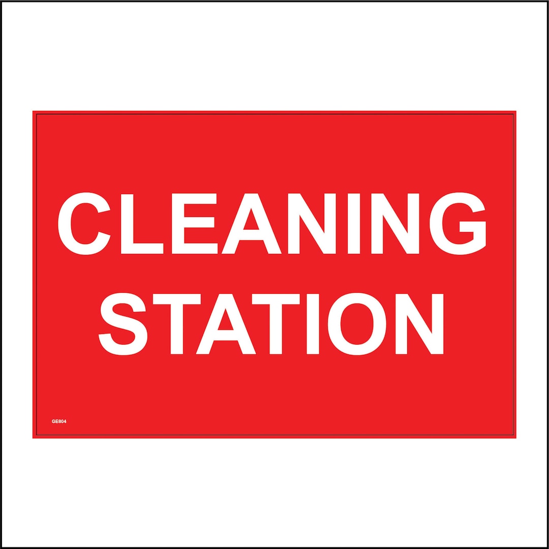 GE804 BL Cleaning Station Sign Workplace Hygiene Bacteria Hand Office ...