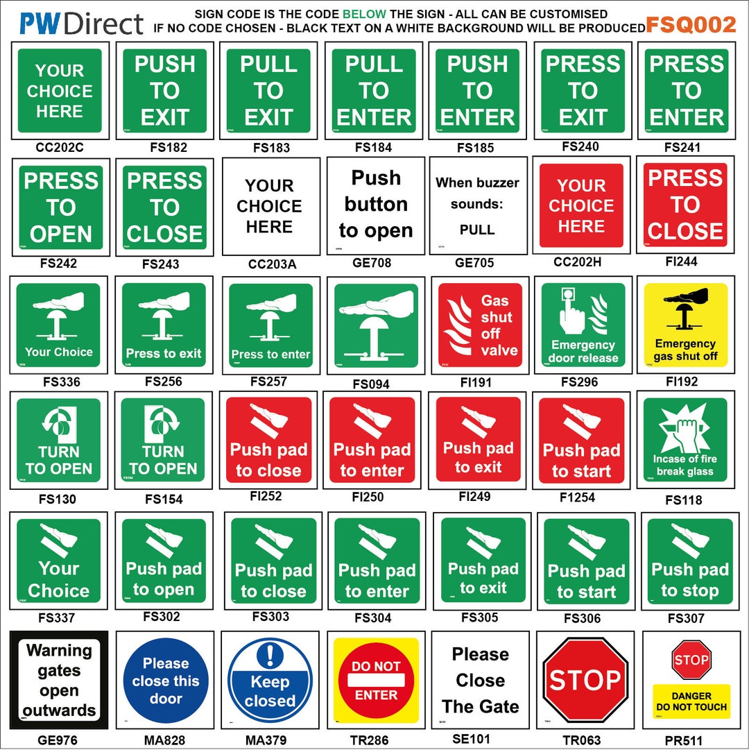 Fire Exit Signs Drill Alarm Danger Stop Pad Access Gas Custom Plaque ...