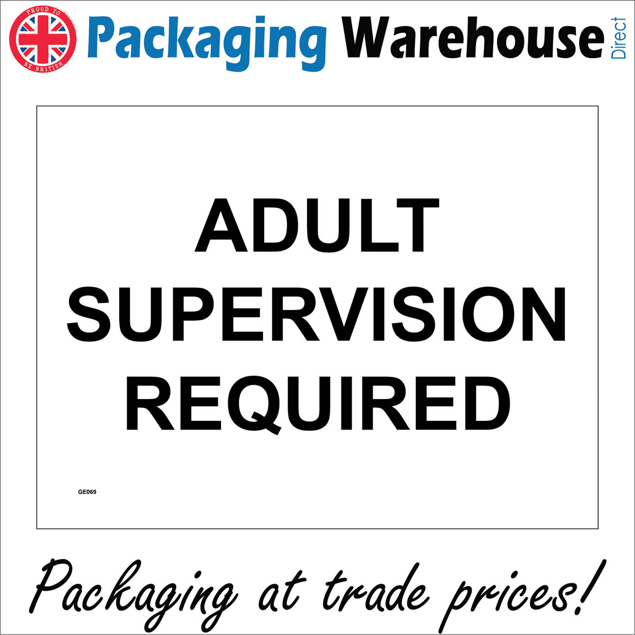 GE069-BL Adult Supervision Required Sign Health Safety - Etsy UK