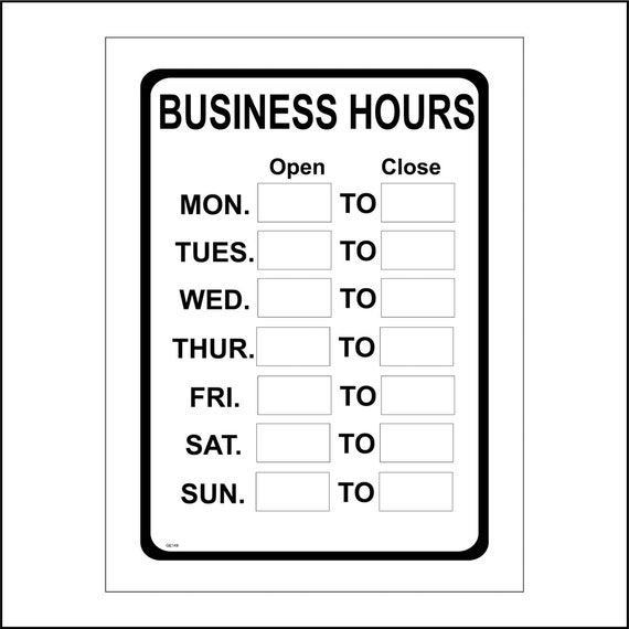 GE149-BP Business Hours Sign Opening Times Cafe Canteen - Etsy