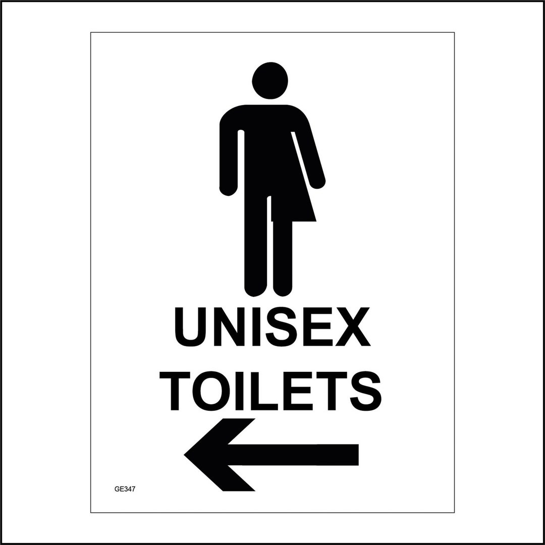 GE347-BP Unisex Toilets Left Arrow Sign Male Female Gender Loo Washroom ...