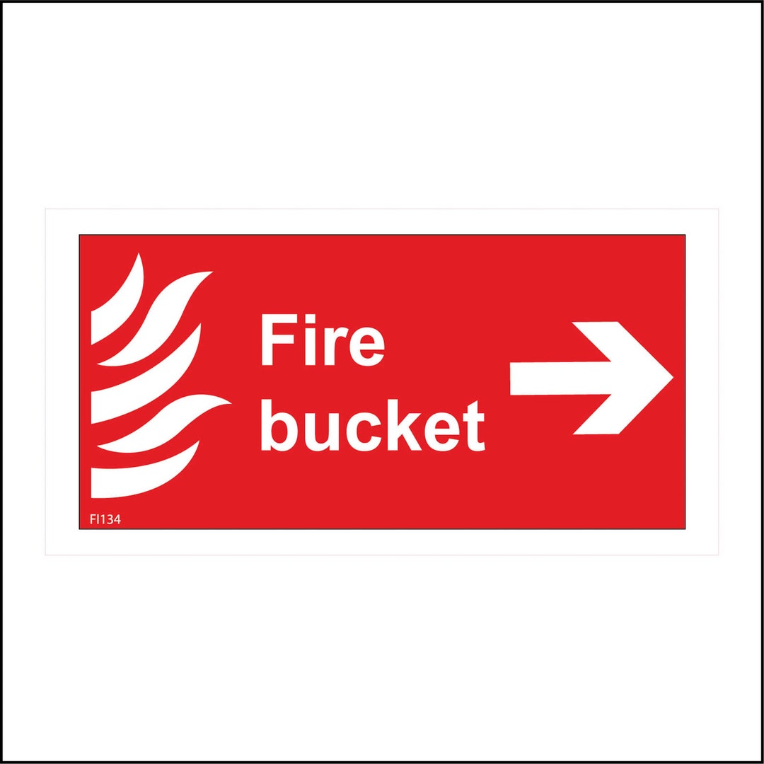 FI134 SL Fire Bucket Right Arrow Sign Emergency Container Sand ...