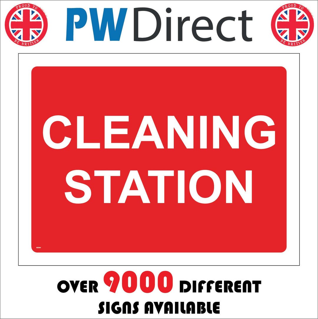 GE804 BL Cleaning Station Sign Workplace Hygiene Bacteria Hand Office ...